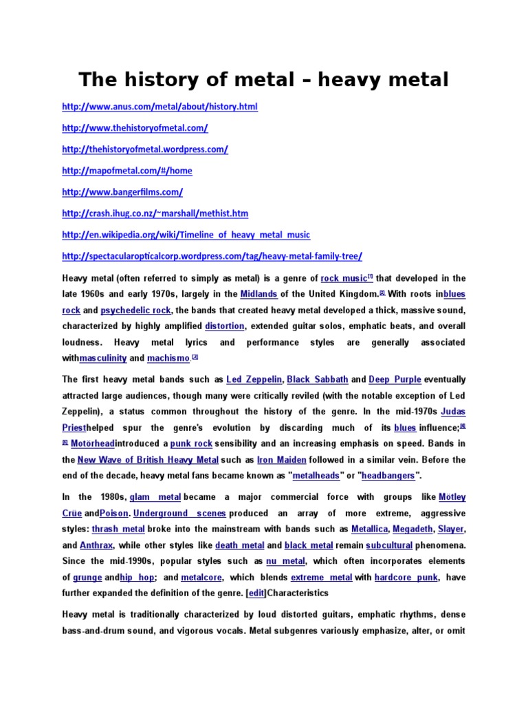 History of Metal - Heavy Metal | PDF | Heavy Metal Music | Rock Music