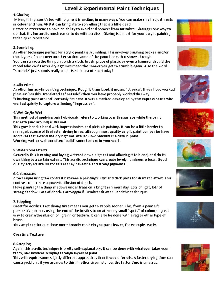 Level 2 Experimental Paint Techniques: 1.glazing | PDF | Acrylic Paint ...