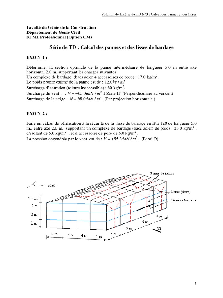 Exemple de Calcul Des Pannes Et Lisses de Bardages PDF | PDF | Secteurs de l'économie | Mécanique