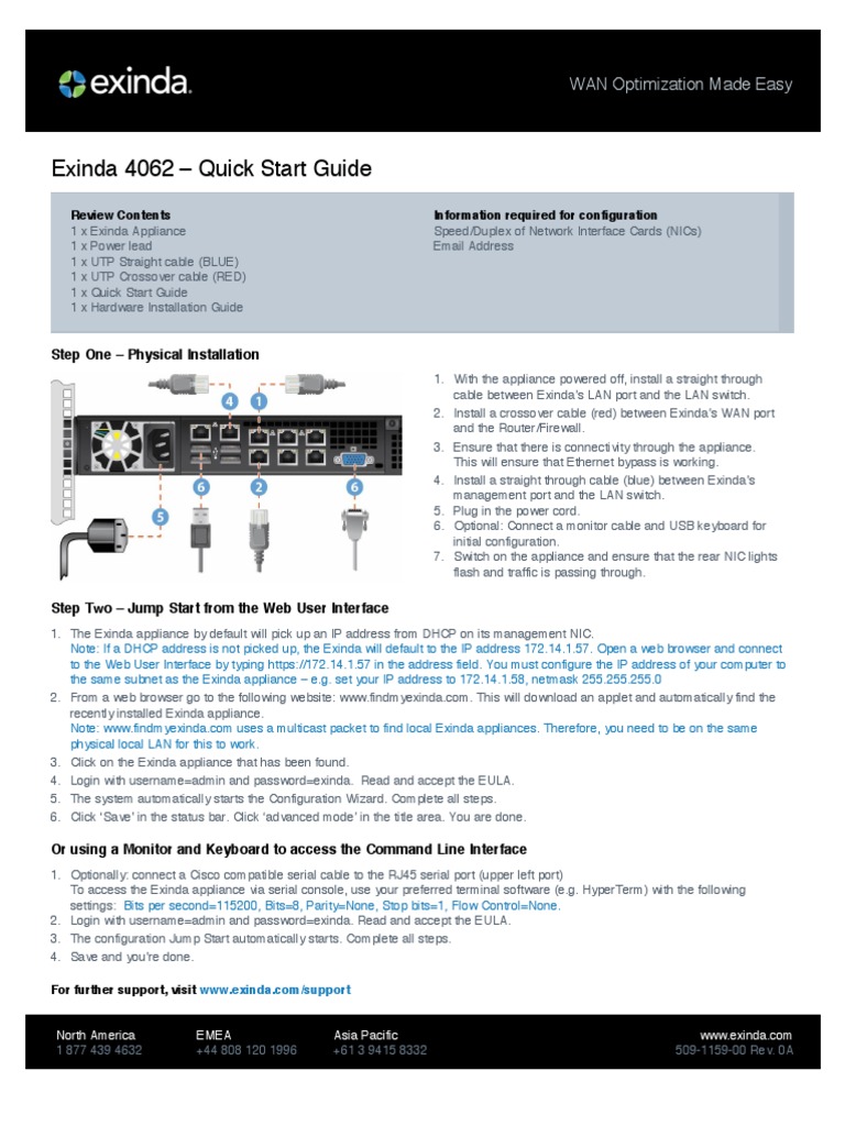 Exinda 4062 Quick Start Guide | PDF | Network Switch | Network Interface Controller
