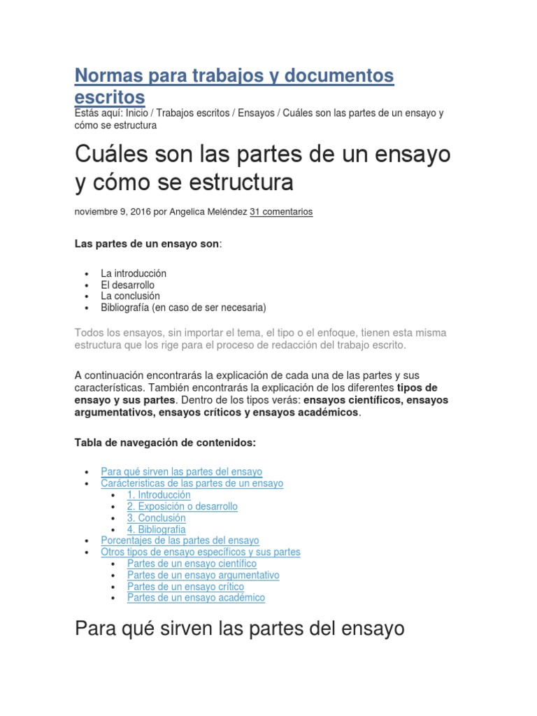 Partes de Un Ensayo | PDF | Ensayos | Epistemología