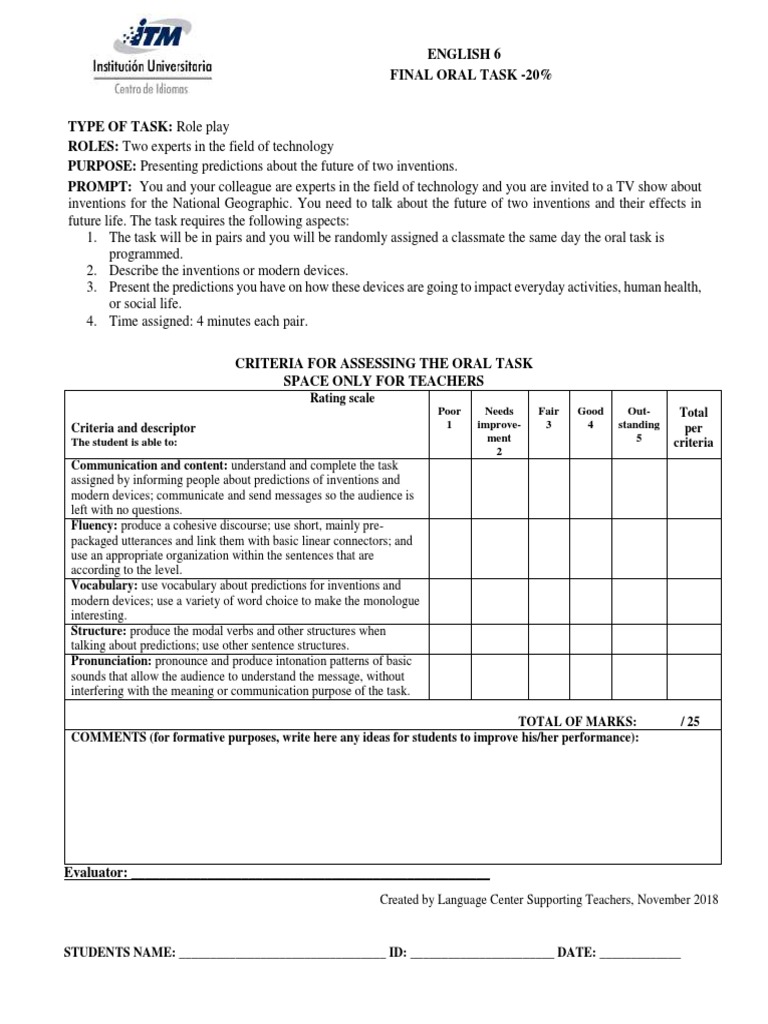 Level 6 Final Oral Task (2378) PDF | PDF | Communication | Psychological Concepts
