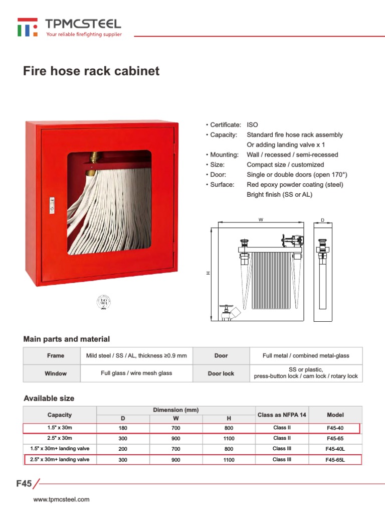 Fire Hose Rack Cabinet: Main Parts and Material | PDF
