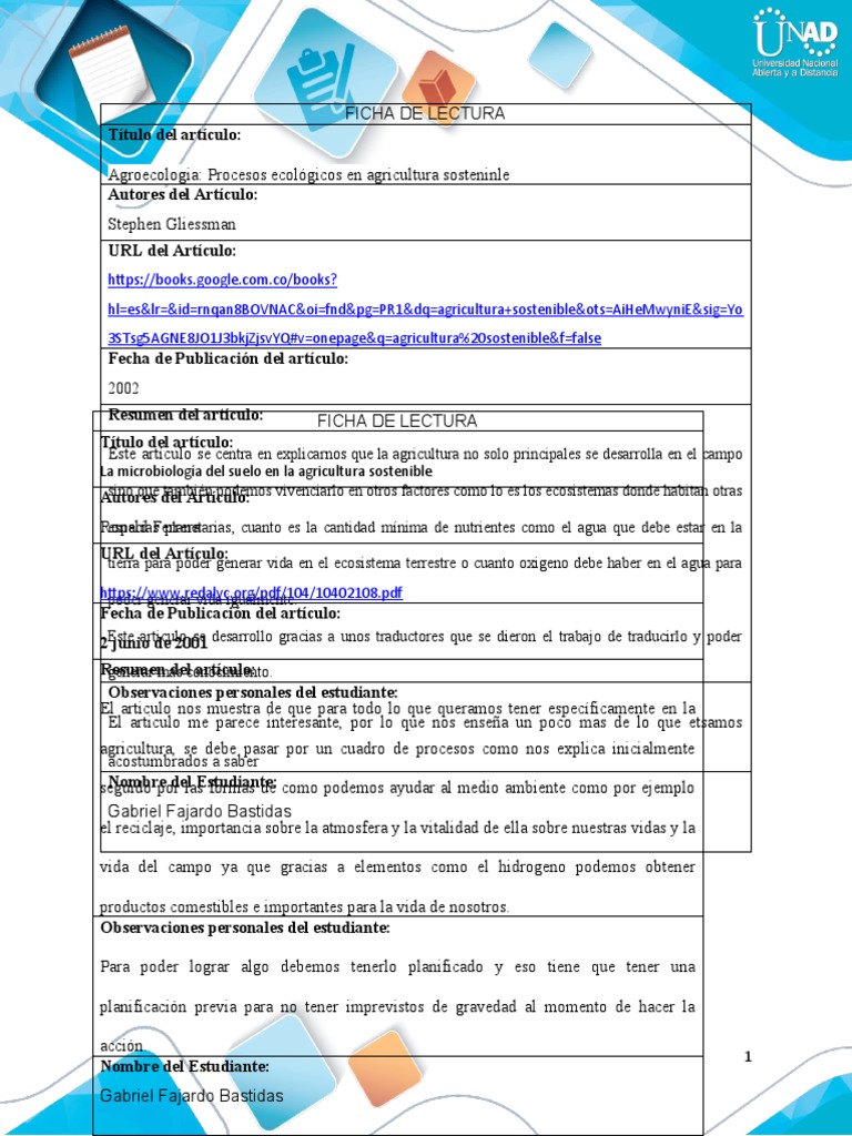 Fichas de Lectura Gabriel Fajardo | PDF | Vida | Tierra