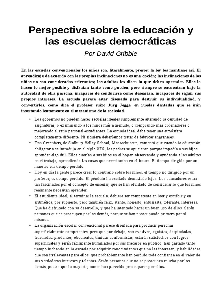 David Gribble - Perspectiva | PDF | Educación avanzada | Enseñando y ...