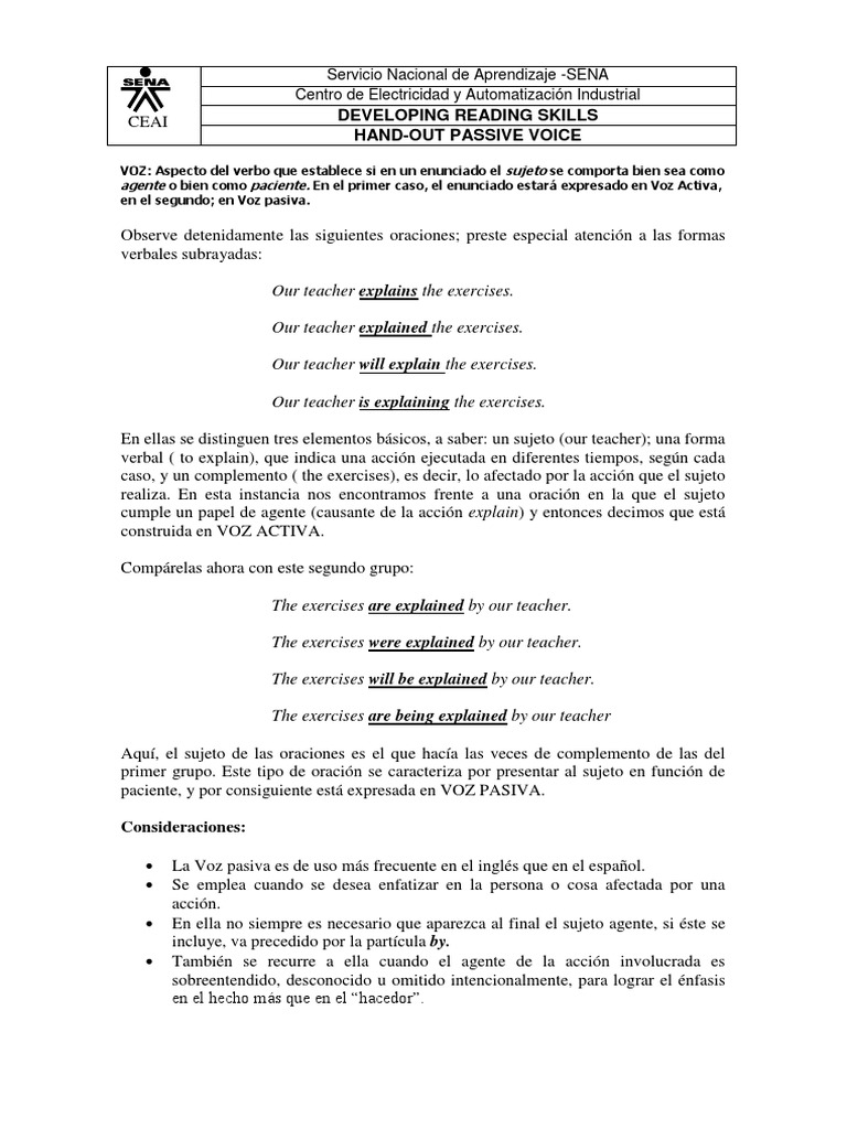 Passive Voice | PDF | Asunto (gramática) | Verbo