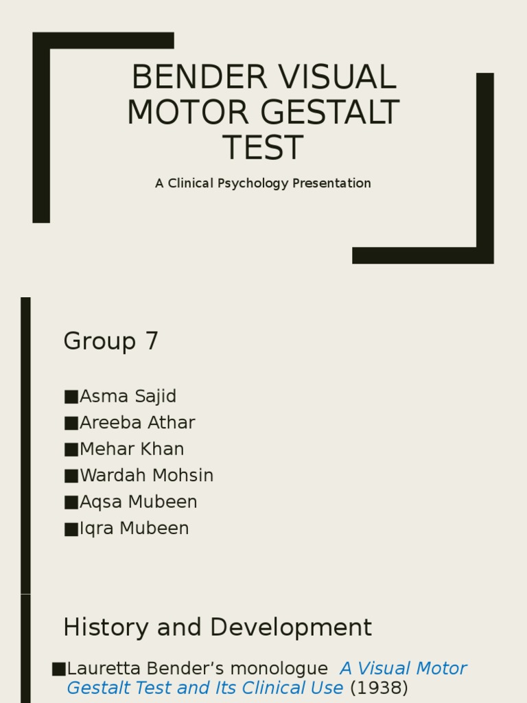 Bender Visual Motor Gestalt Test: A Clinical Psychology Presentation ...