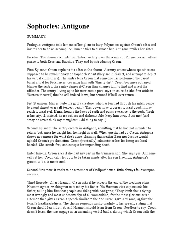 Antigone And Creon Conflict