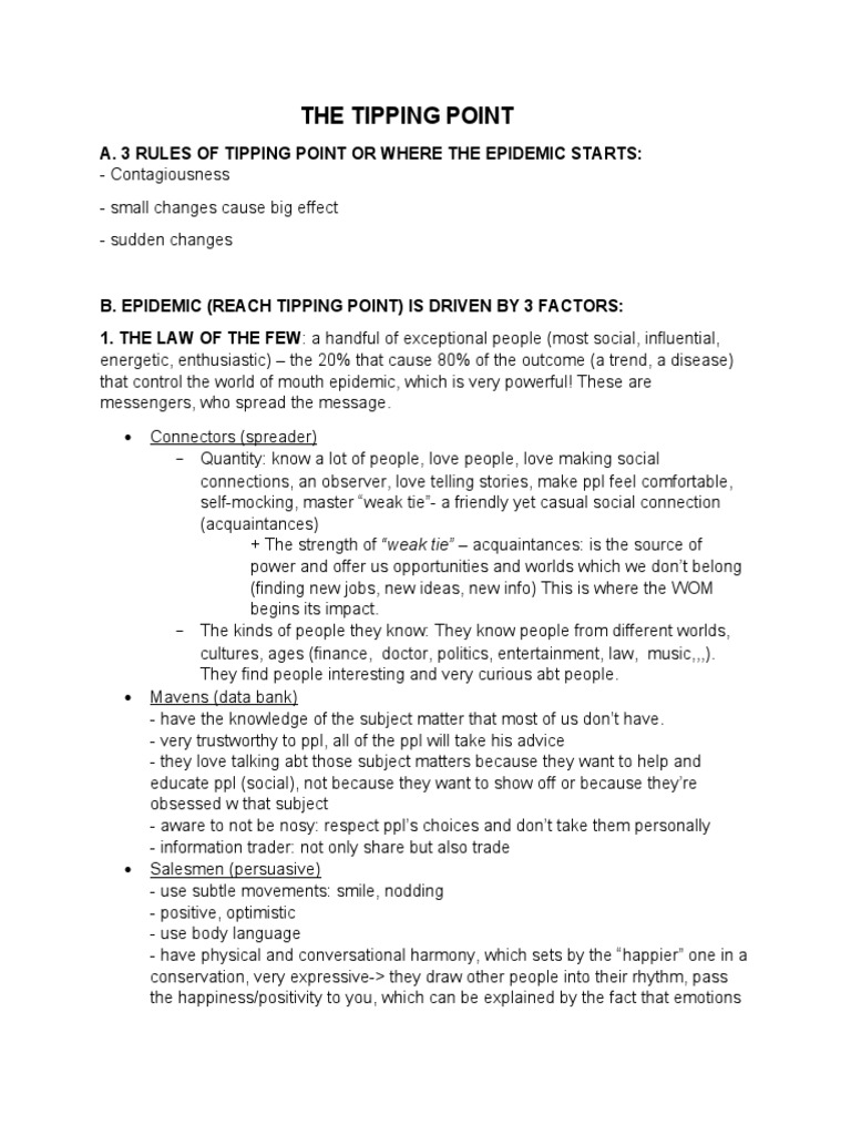 3 Rules of Tipping Point or Where The Epidemic Starts | PDF | Self ...