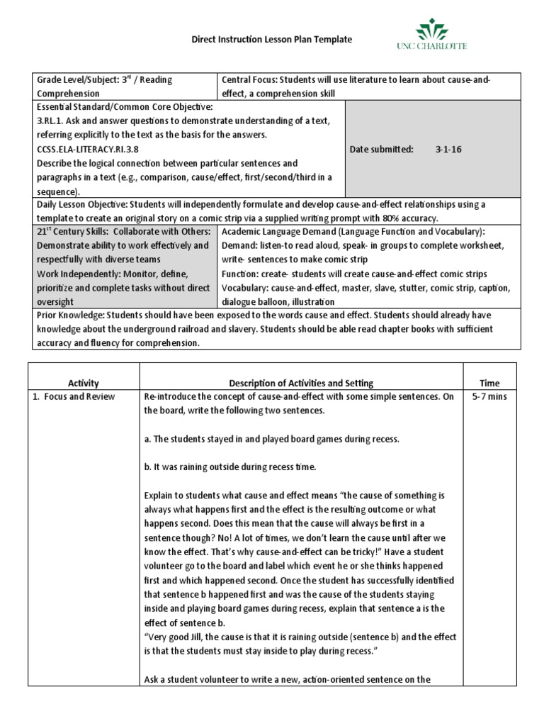 Cause Effect Lesson Plan Read | PDF | Reading Comprehension ...