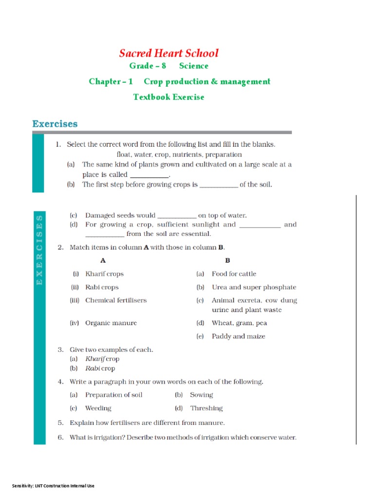 Class 8 Ch 1 Exercise Part 2 Pdf Pdf Fertilizer Soil