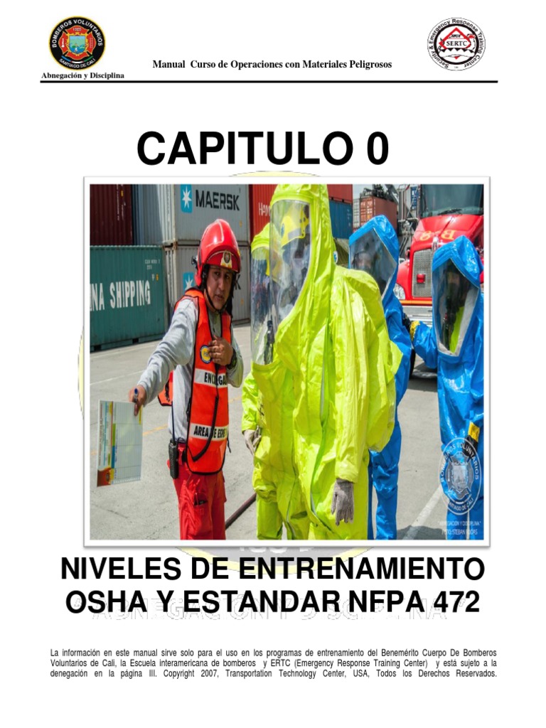 Capitulo 0 NIVELES DE ENTRENAMIENTO OSHA Y ESTANDAR NFPA 472 | PDF ...