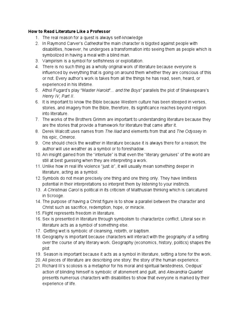 How To Read Literature Like A Professor | PDF