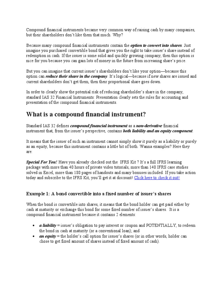 What Is A Compound Financial Instrument?: Example 1: A Bond Convertible ...