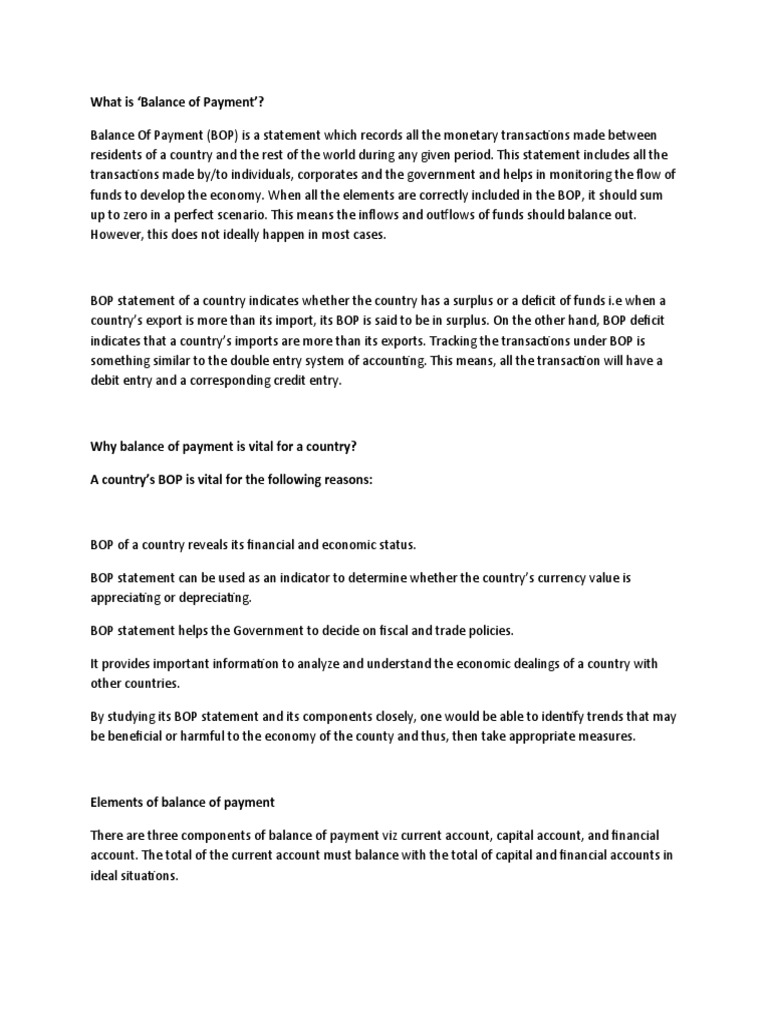 Balance of Payment | Download Free PDF | Balance Of Payments | Capital ...