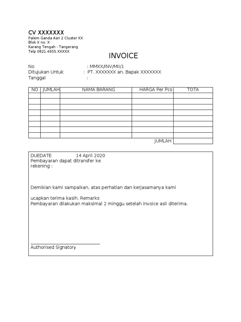 Contoh Invoice Toko | PDF