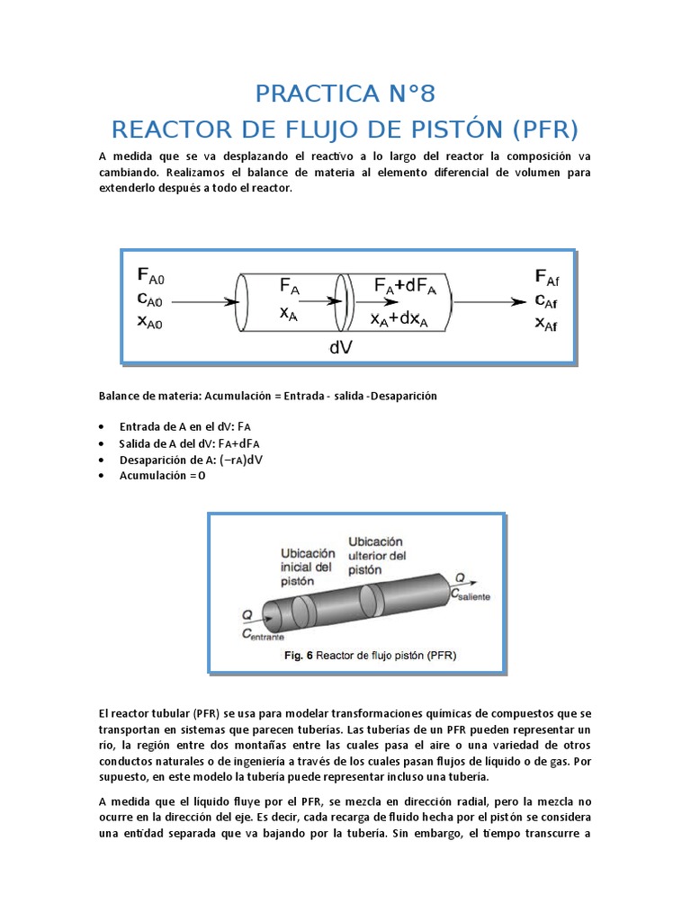 Reactor de Flujo de Pistón | PDF | Reactor Quimico | Ciencias fisicas