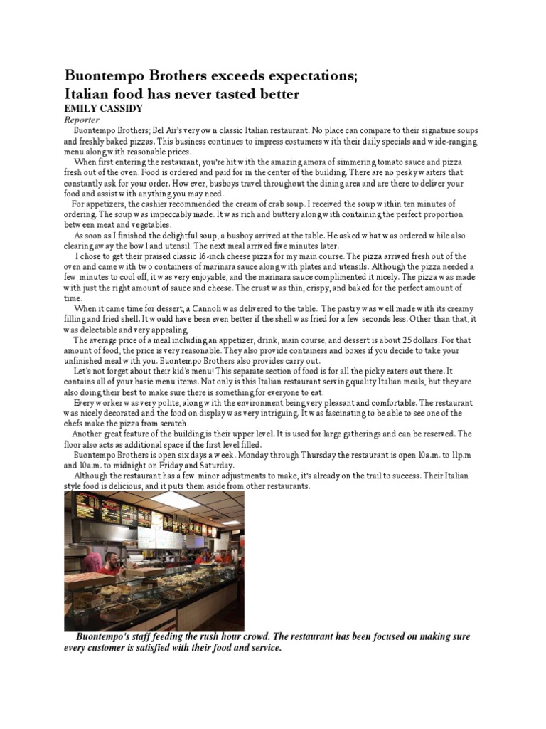 Journalism - Restaurant Review | PDF | Restaurants | Menu