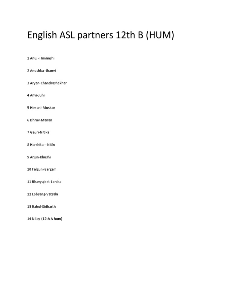 English ASL Partners | PDF