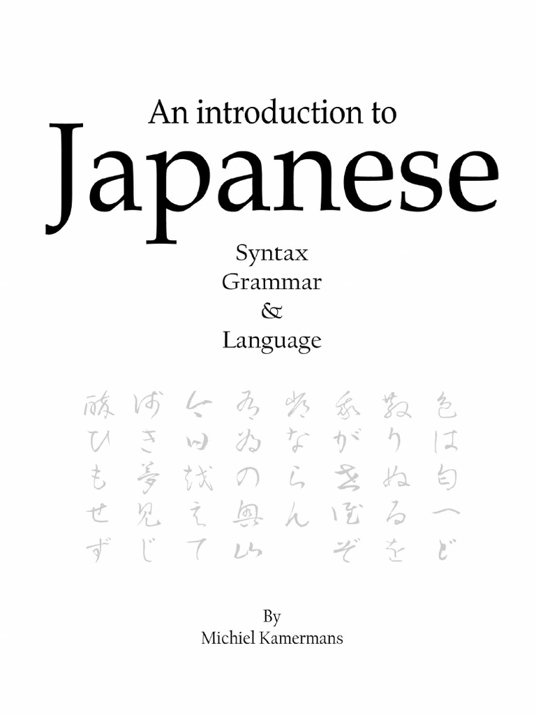 An Introduction To Japanese - Syntax Grammar Language | PDF | Japanese ...