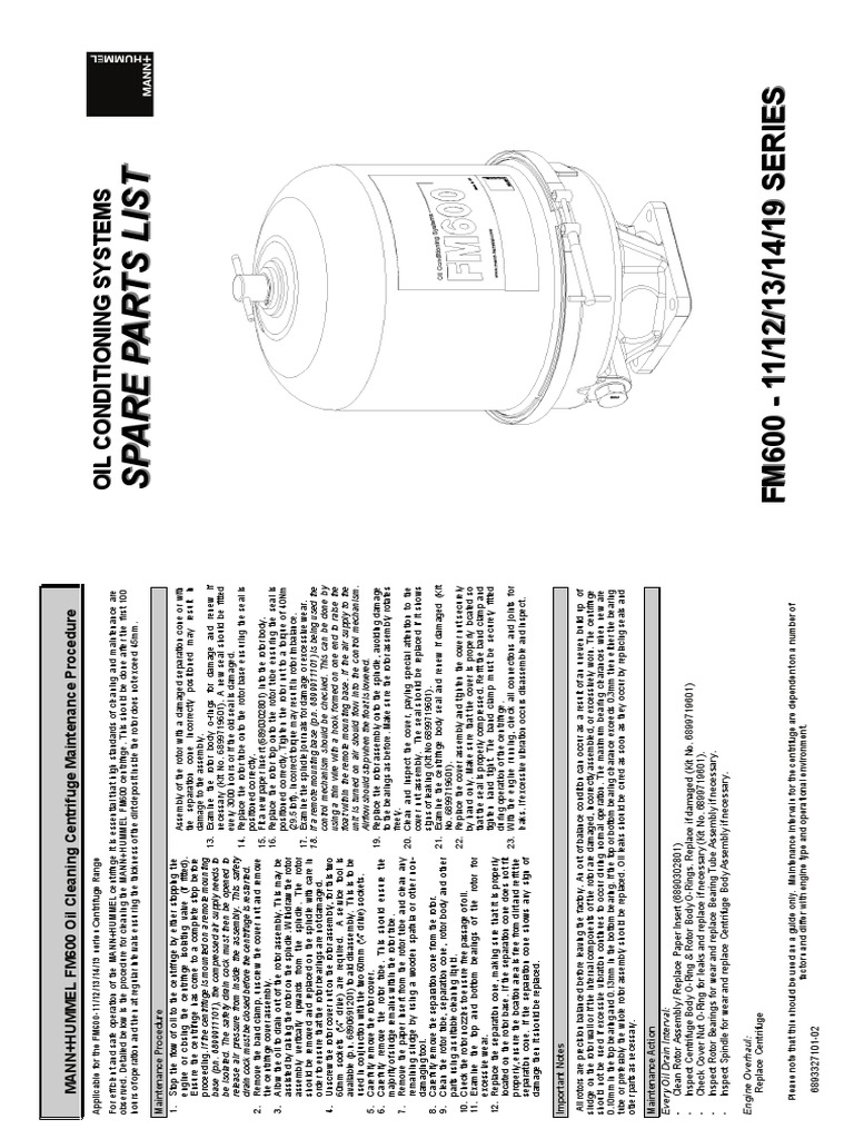 FM600-11-12-13-14 19 Spare Parts List PDF | PDF | Bearing (Mechanical ...