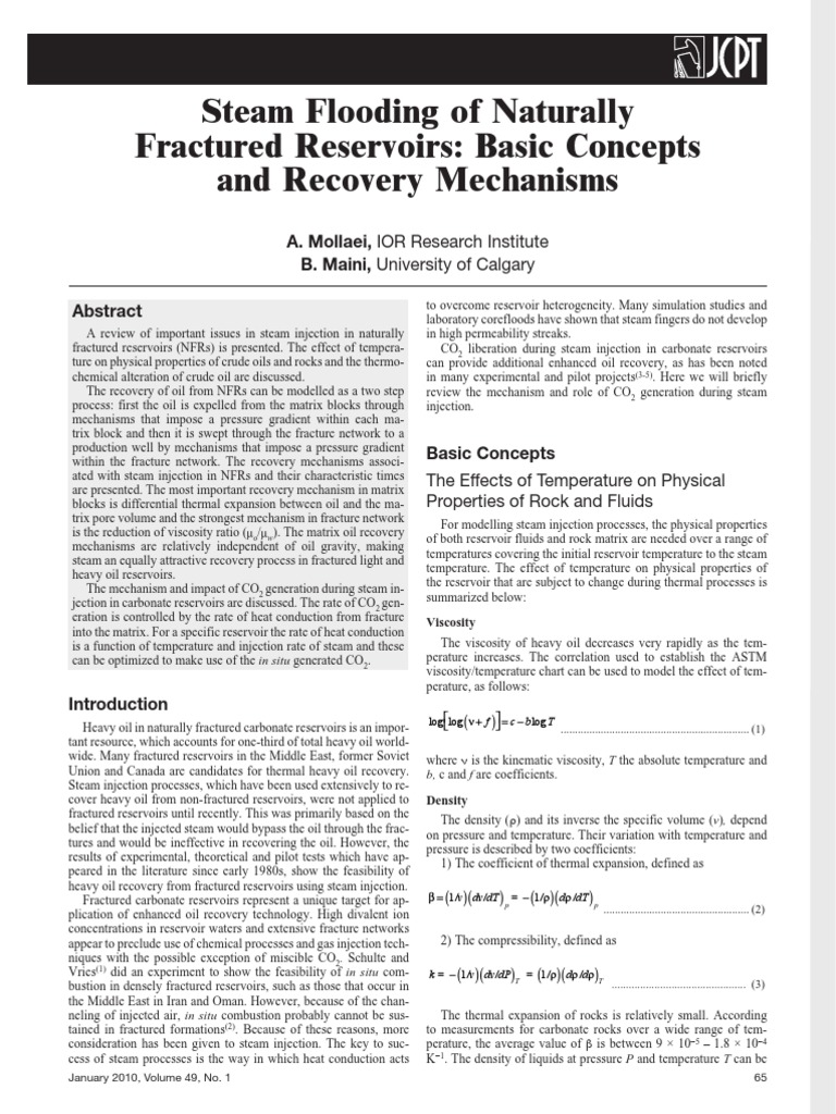 Steam Flooding of Naturally Fractured Reservoirs: Basic Concepts and ...