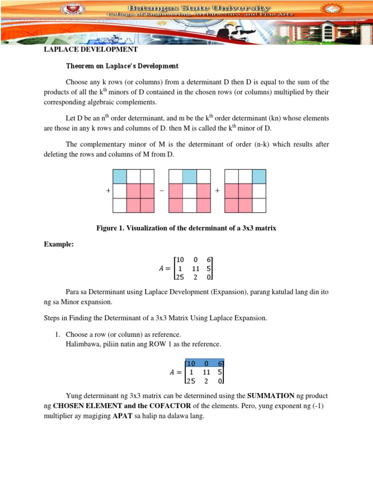 LAPLACE DEVELOPMENT OF DETERMINANTS | PDF | Determinant | Matrix (Mathematics)
