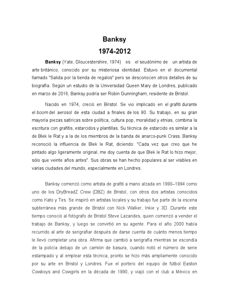 Banksy | PDF | Medios de arte | Pinturas