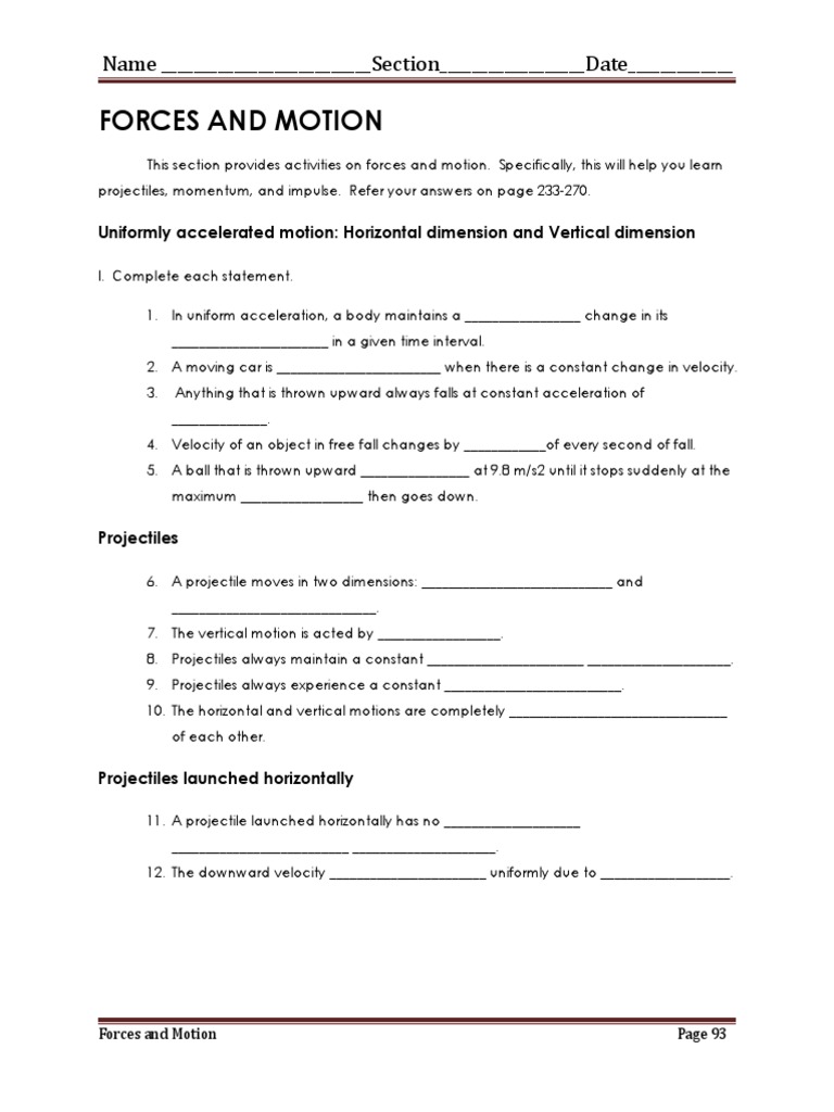 FORCES AND MOTION-workbook PDF | PDF | Collision | Momentum