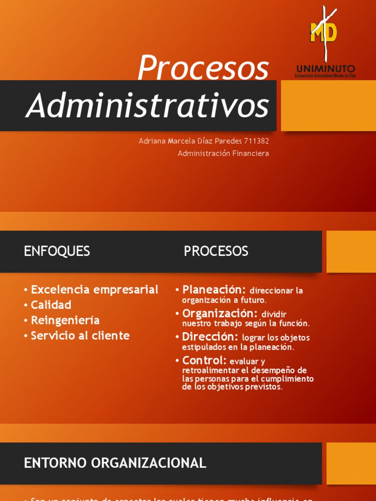 Presentacion Procesos Administrativos | Descargar gratis PDF | Planificación | Economias