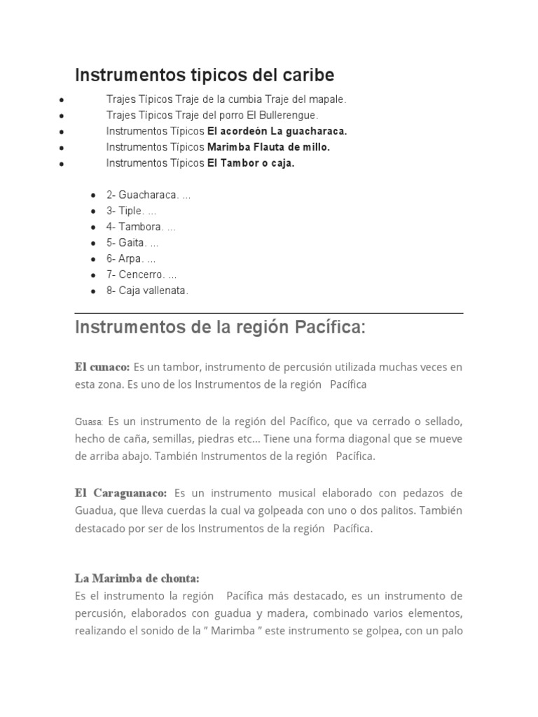 Instrumentos Tipicos | PDF | Instrumentos musicales | Musica ...