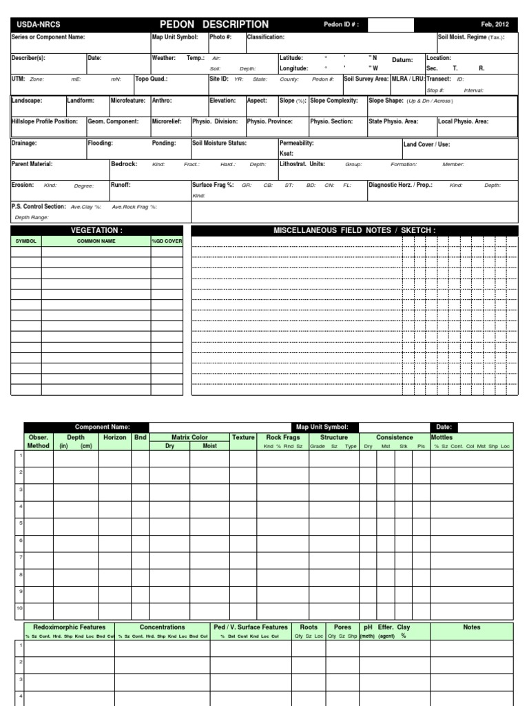 Pedon Description Form SOI-232 PDF | PDF | Soil | Earth Sciences