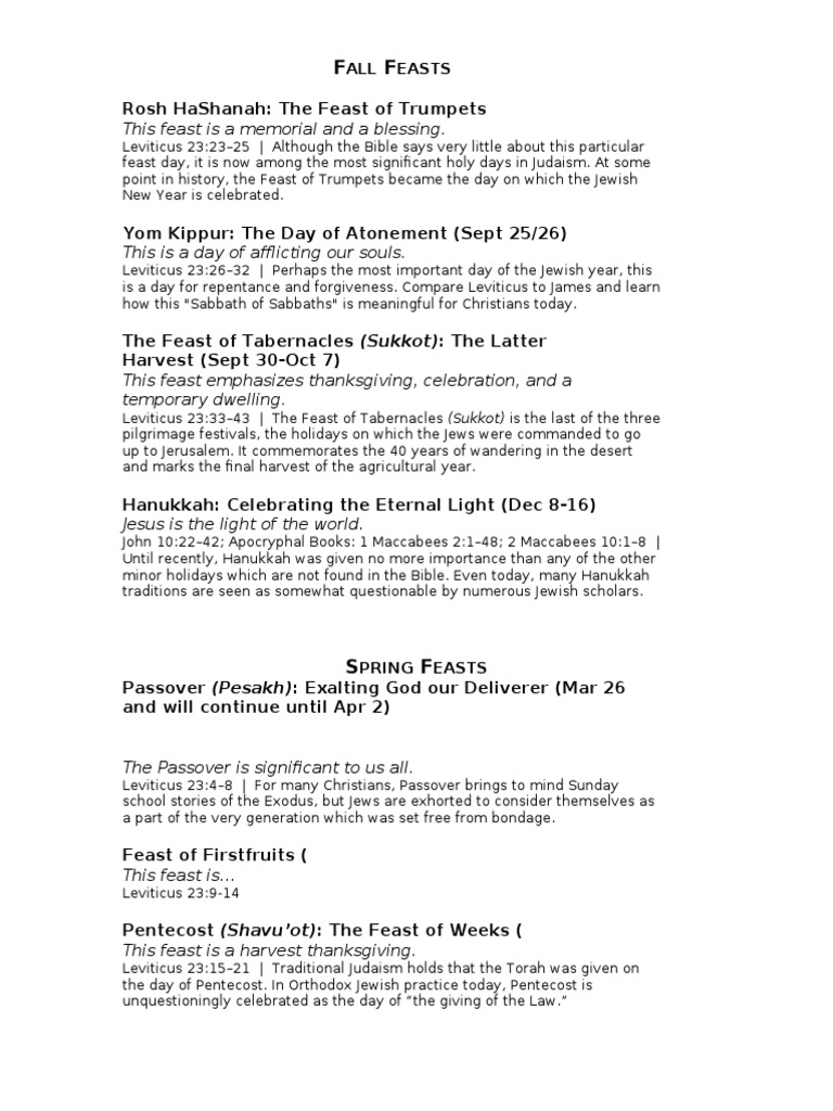 FALL AND SPRING FEASTS | PDF