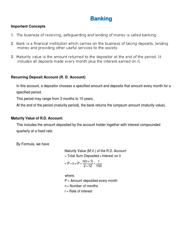 Understanding Recurring Deposit Accounts | PDF