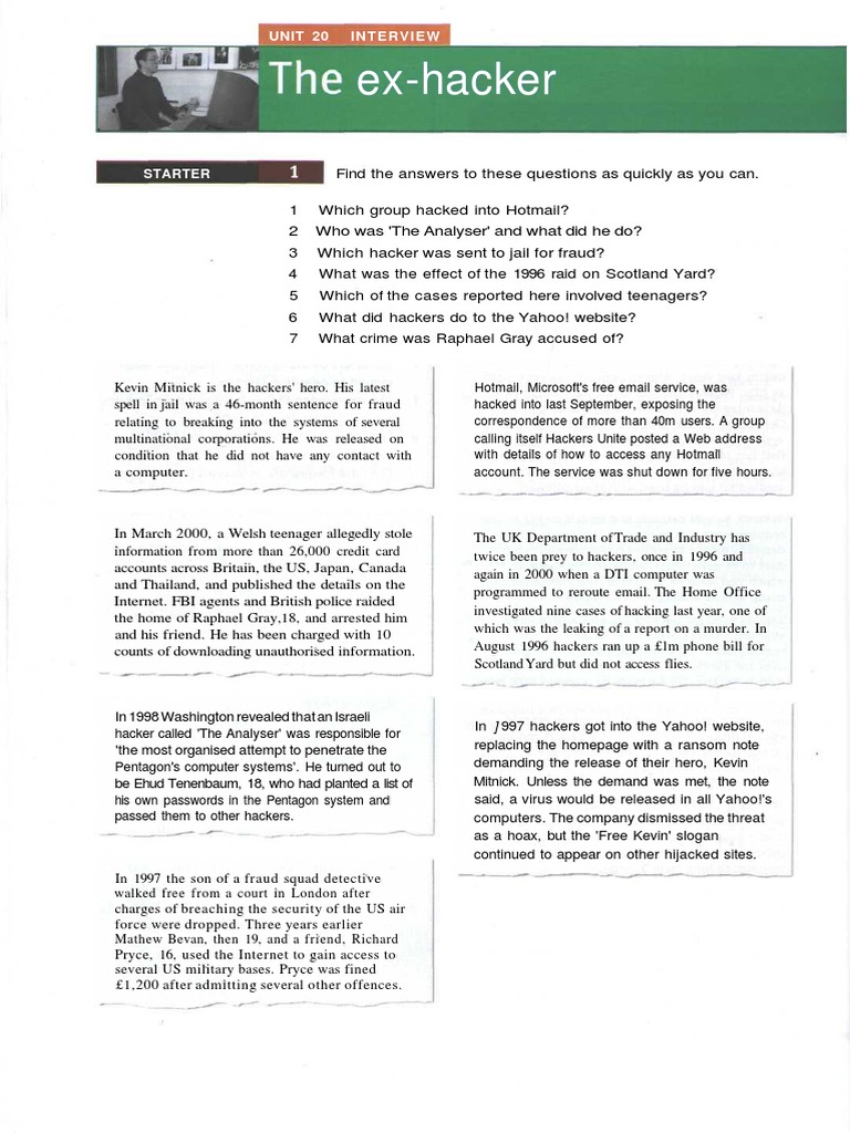 Ex-Hacker: Unit 20 Interview | PDF | Computer Virus | Security Hacker