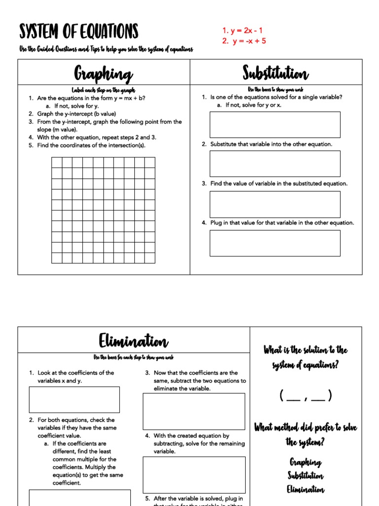 Graphic Organizer - System of Equations Worksheet Rubric | PDF ...