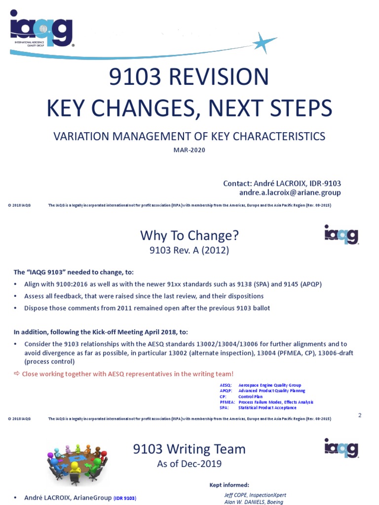 9103 Revision Key Changes, Next Steps: Variation Management of Key ...