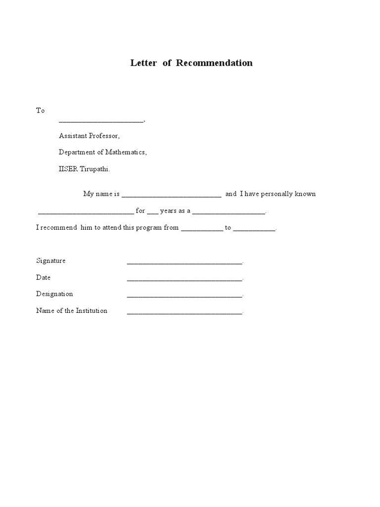 Recommendation Letter | PDF | Career & Growth | Business