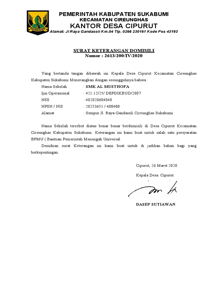 Surat Keterangan Domisili | PDF