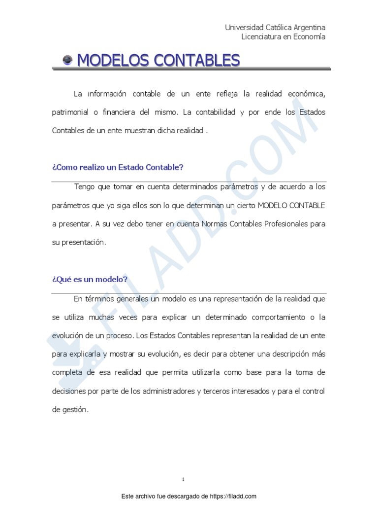 Modelos Contables y Parámetros Clave | PDF | Contabilidad | Inflación