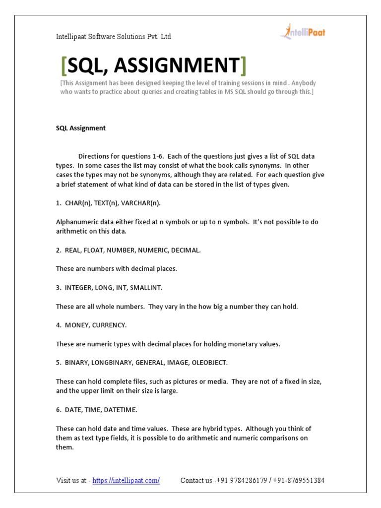 SQL Server Assingment PDF | PDF | Sql | Databases