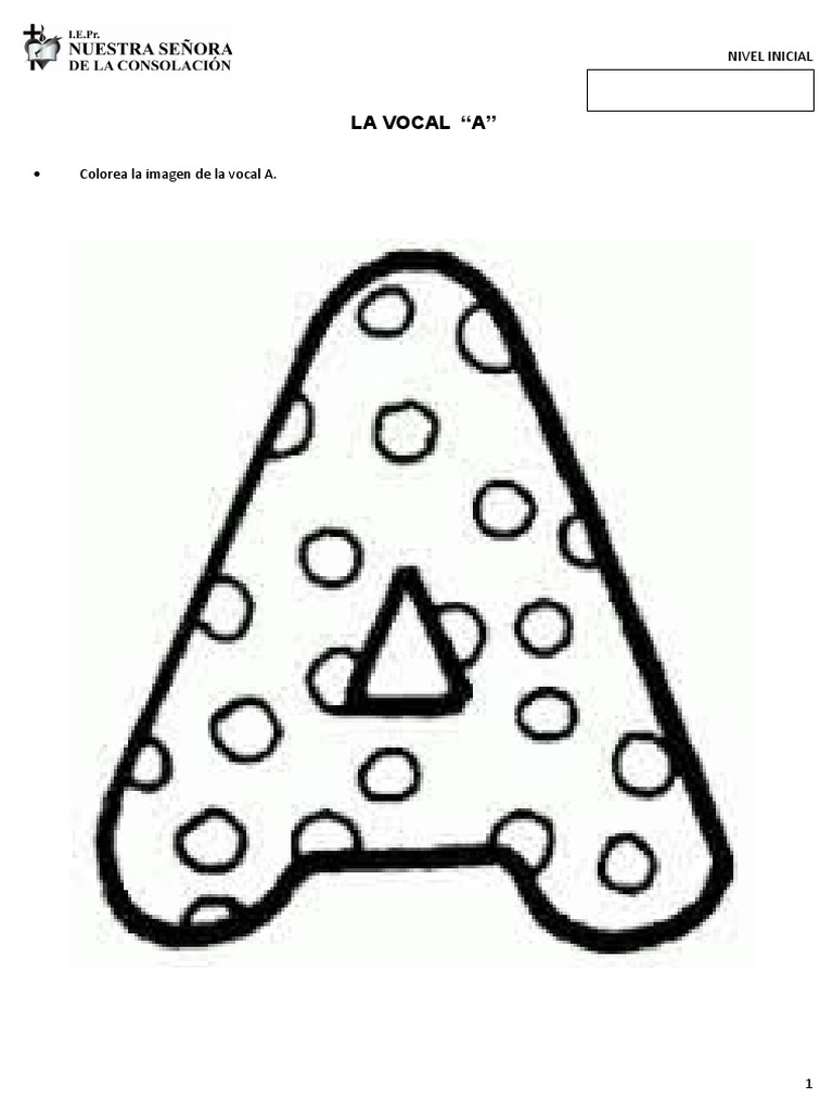 Ficha para Colorear La Vocal A | PDF