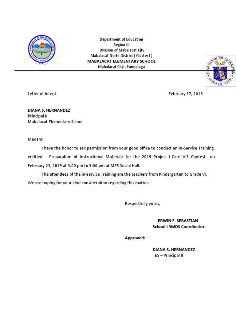 Letter of Intent LR | PDF | Behavior Modification | Communication