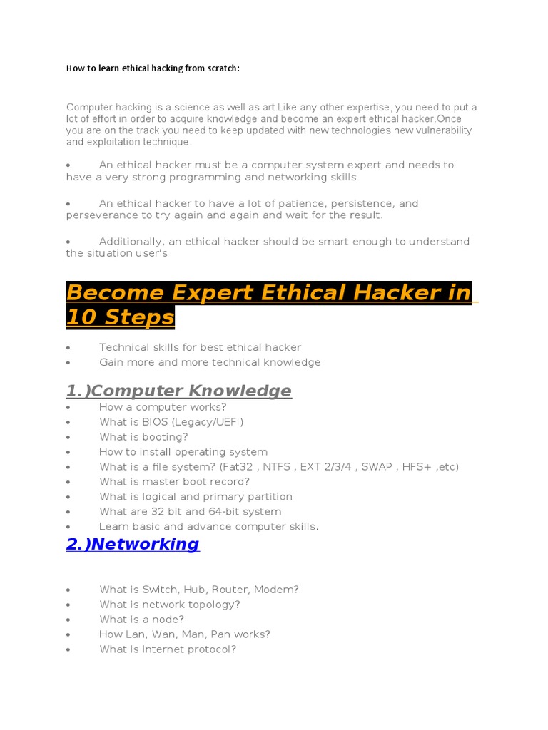How To Learn Ethical Hacking From Scratch | PDF | Security Hacker ...