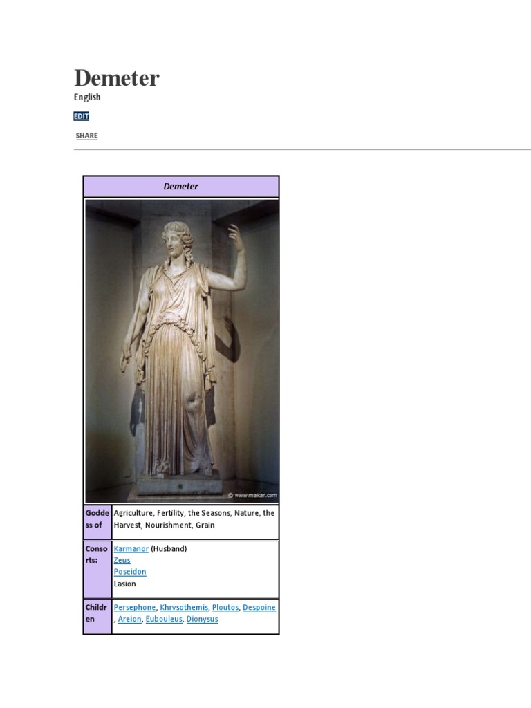 Demeter: English | PDF | Persephone | Mythological Characters