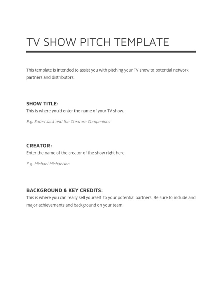 TV Show Pitch Template Guide | PDF