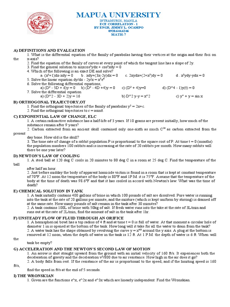 Ece Math 7 | PDF | Acceleration | Dynamics (Mechanics)