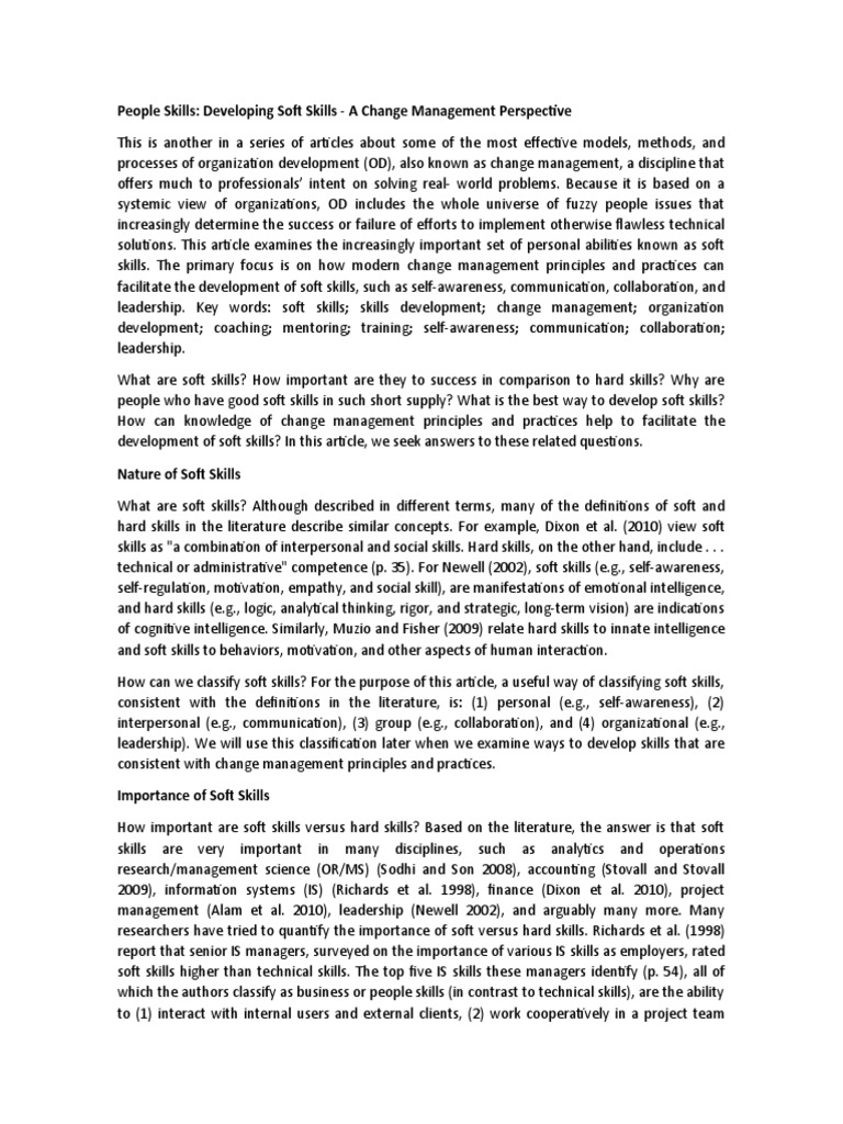 People Skills: Developing Soft Skills - A Change Management Perspective ...