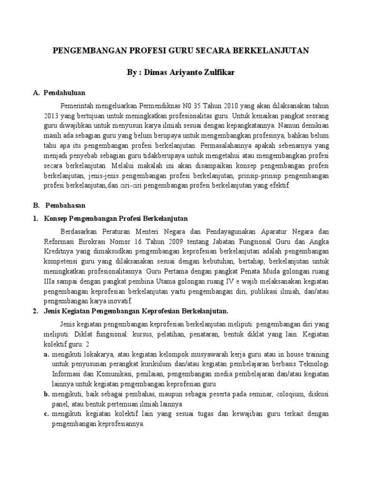 Pengembangan Profesi Guru Berkelanjutan | PDF