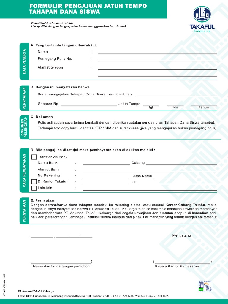 CNH - 9 Formulir Pengajuan Tahapan Dana Siswa PDF | PDF